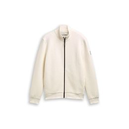 Tom Tailor Denim Herren Sweatjacke mit Stehkragen, wei&szlig;, Uni, Gr. S