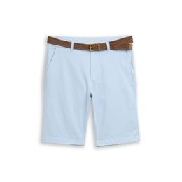 Tom Tailor Herren Regular Chino Shorts mit G&uuml;rtel, blau, Uni, Gr. 30