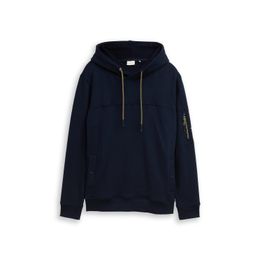 Tom Tailor Herren Hoodie Sweatshirt mit Taschen, blau, Uni, Gr. S