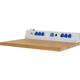 Medienkanal f&uuml;r Industrie-Arbeitspl&auml;tze, 6 Steckdosen 230 V, 1 x Druckluft, 2 x USB, 1 x RJ45, Breite 1000 mm kaiserkraft
