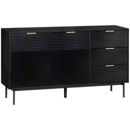 Livetastic Sideboard Dodoma, Schwarz, Metall, Holzwerkstoff, 3 Schublade(n) Schubladen, 140x80x40 cm, Wohnzimmer, Kommoden & Sideboards, Sideboards