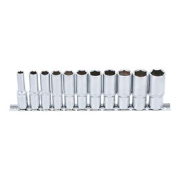 BGS-technic BGS Steckschl&uuml;ssel-Einsatz-Satz Sechskant, tief Antrieb Innenvierkant 10 mm SW 8 - 19 mm 11-tlg. ; BGS technic (2222)
