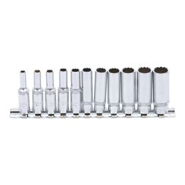 BGS-technic BGS Steckschl&uuml;ssel-Einsatz-Satz Zw&ouml;lfkant, tief Antrieb Innenvierkant 6,3 mm (1/4 Zoll) SW 4 - 13 mm, 11 teilig ; BGS technic (5251)