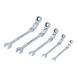 BGS-technic BGS Doppelgelenk-Ratschenring-Maulschl&uuml;ssel-Satz 6181, abwinkelbar, SW 8 - 19 mm, 5-tlg. ; BGS technic)