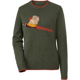 Parforce Tradition Damen Pullover mit Fasanenmotiv Oliv (Gr&ouml;&szlig;e: 44)