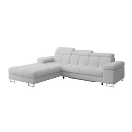 ECKSOFA mit Schlaffunktion Ottomane Links COMA L 271x203x79 Hellgrau Boucl&eacute;