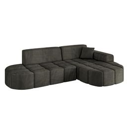 ECKSOFA Ottomane Rechts LIVO-L1 - 252x173x79,5 cm Schwarz