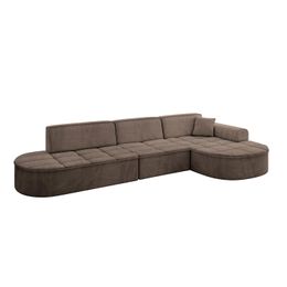 ECKSOFA Ottomane Rechts TARO-L2 - 328x171x79,5 cm Braun