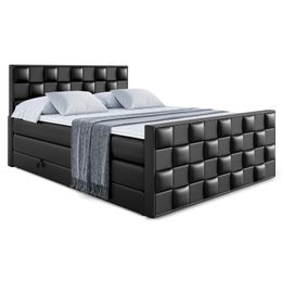 BOXSPRINGBETT ZAFIRA KING - 140 x 200 - H3/H4 - Schwarz Hochglanz