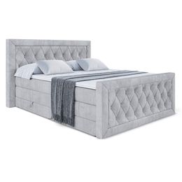 BOXSPRINGBETT NOEL-Z KING - 140 x 200 - H3/H4 - Hellgrau