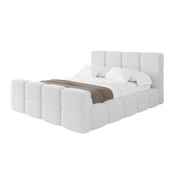 POLSTERBETT mit Bettkasten und Lattenrost mit Matratze H3/H4, Kopfteil, Boxbett, mit Stauraum - NATA-Z 180x200 Wei&szlig;