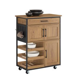 sobuy K&Uuml;CHENWAGEN mit Arbeitsplatte, Vintagebraun, 67x88x37cm