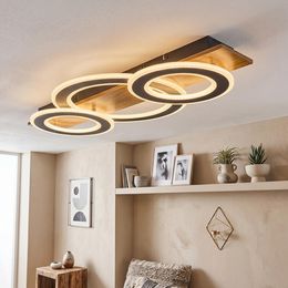 hofstein Besperia Deckenleuchte LED Holzoptik, Schwarz, 1-flammig