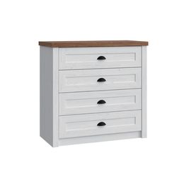 KOMMODE L&eacute;andre Wei&szlig; und Holz