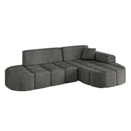 ECKSOFA Ottomane Rechts LIVO-L1 - 252x173x79,5 cm Dunkelgrau