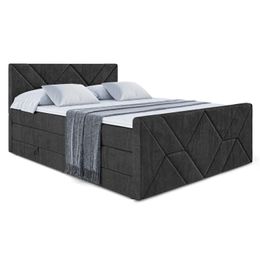 BOXSPRINGBETT BARWA-Z KING - 120x200 - H3/H4 - Schwarz