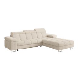 ECKSOFA mit Schlaffunktion Ottomane Rechts COMA L 271x203x79 Beige Cord