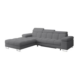 ECKSOFA mit Schlaffunktion Ottomane Links COMA L 271x203x79 Grau Boucl&eacute;