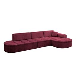 ECKSOFA Ottomane Rechts TARO-L2 - 328x171x79,5 cm Bordeauxrot