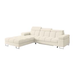 ECKSOFA mit Schlaffunktion Ottomane Links COMA L 271x203x79 Creme Tissu