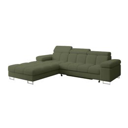 ECKSOFA mit Schlaffunktion Ottomane Links COMA L 271x203x79 Gr&uuml;n Boucl&eacute;