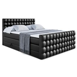 BOXSPRINGBETT VIONE-Z KING - 200 x 200 - H3/H4 - Schwarz Hochglanz