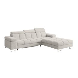 ECKSOFA mit Schlaffunktion Ottomane Rechts COMA L 271x203x79 Hellgrau Tissu