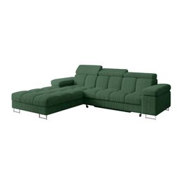 ECKSOFA mit Schlaffunktion Ottomane Links COMA L 271x203x79 Gr&uuml;n Cord