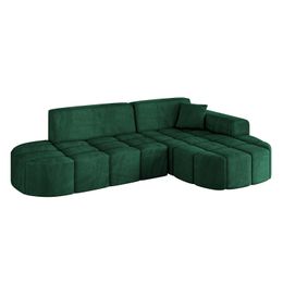 ECKSOFA Ottomane Rechts LIVO-L1 - 252x173x79,5 cm Dunkelgr&uuml;n