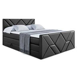 BOXSPRINGBETT BARWA-Z KING - 160x200 - H3/H4 - Schwarz Hochglanz