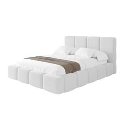 POLSTERBETT mit Bettkasten und Lattenrost mit Kopfteil, Boxbett ohne Matratze, mit Stauraum - NATA 180x200 Wei&szlig;
