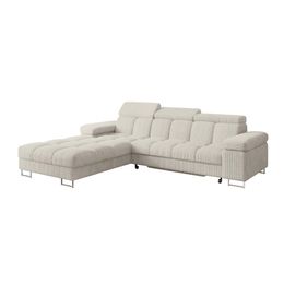 ECKSOFA mit Schlaffunktion Ottomane Links COMA L 271x203x79 Creme Cord