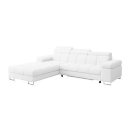 ECKSOFA mit Schlaffunktion Ottomane Links COMA L 271x203x79 Wei&szlig; Boucl&eacute;