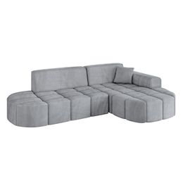 ECKSOFA Ottomane Rechts LIVO-L1 - 252x173x79,5 cm Hellgrau
