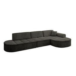 ECKSOFA Ottomane Rechts TARO-L2 - 328x171x79,5 cm Schwarz