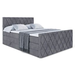 BOXSPRINGBETT LEPARO-Z KING - 120 x 200 - H3/H4 - Dunkelgrau