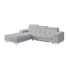 ECKSOFA mit Schlaffunktion Ottomane Links COMA L 271x203x79 Grau Cord