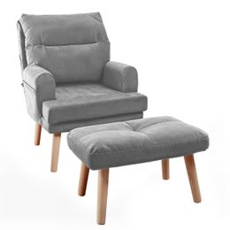 RELAXSESSEL NEMO mit Hocker und Holzf&uuml;&szlig;en