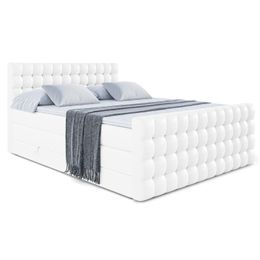 BOXSPRINGBETT VIONE-Z KING - 200 x 200 - H3/H4 - Wei&szlig; Hochglanz