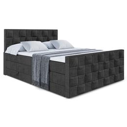 BOXSPRINGBETT ZAFIRA KING - 160 x 200 - H3/H4 - Schwarz