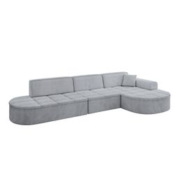 ECKSOFA Ottomane Rechts TARO-L2 - 328x171x79,5 cm Hellgrau