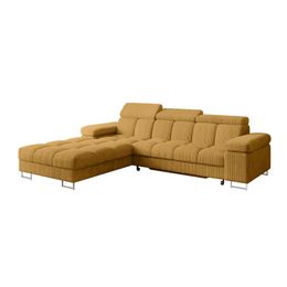 ECKSOFA mit Schlaffunktion Ottomane Links COMA L 271x203x79 Senfgelb Cord