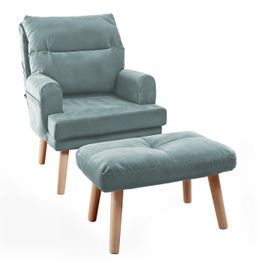RELAXSESSEL NEMO mit Hocker und Holzf&uuml;&szlig;en