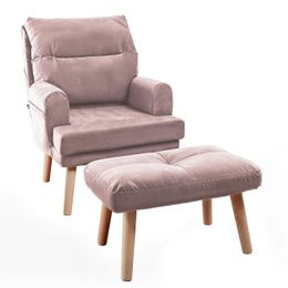 RELAXSESSEL NEMO mit Hocker und Holzf&uuml;&szlig;en