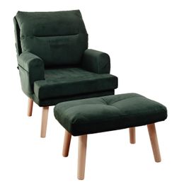 RELAXSESSEL NEMO mit Hocker und Holzf&uuml;&szlig;en