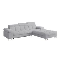 ECKSOFA mit Schlaffunktion Ottomane Rechts COMA L 271x203x79 Grau Cord
