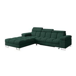 ECKSOFA mit Schlaffunktion Ottomane Links COMA L 271x203x79 Gr&uuml;n Velours