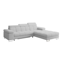 ECKSOFA mit Schlaffunktion Ottomane Rechts COMA L 271x203x79 Hellgrau Boucl&eacute;