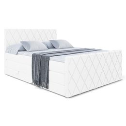 BOXSPRINGBETT LEPARO-Z KING - 160 x 200 - H3/H4 - Wei&szlig; Hochglanz