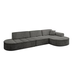 ECKSOFA Ottomane Rechts TARO-L2 - 328x171x79,5 cm Dunkelgrau